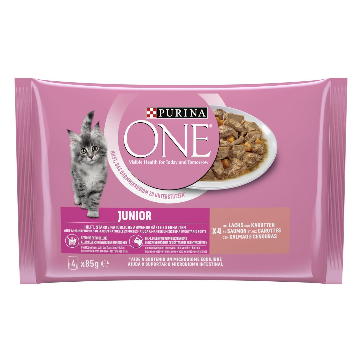 PURINA ONE Junior Kittenfutter nass mit Lachs & Karotten – prsWORLD.eu